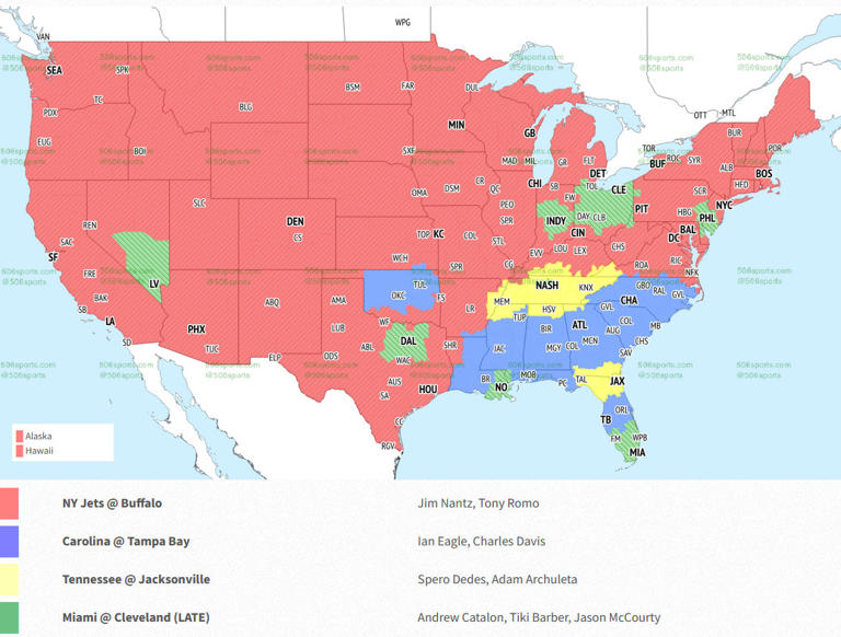 Miami Dolphins vs. Cleveland Browns: Week 17 TV Map