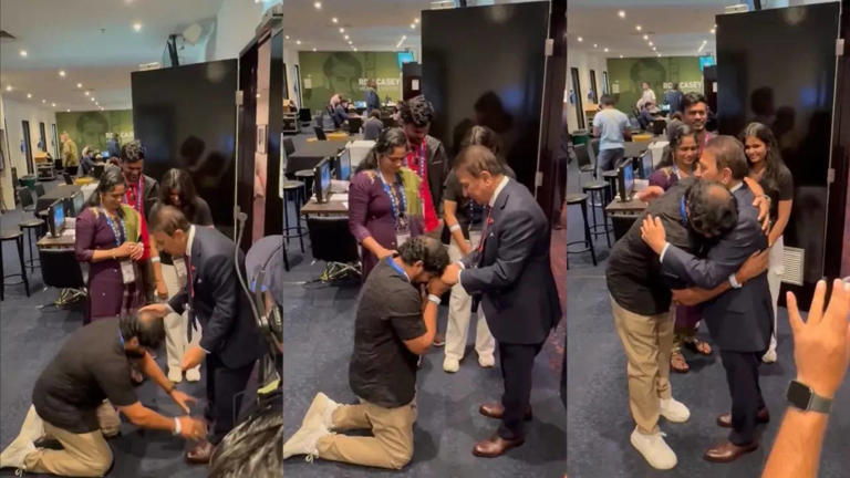 Watch: Nitish Kumar Reddy's Father Bows Down To Sunil Gavaskar, Touches Feet Of India Legend