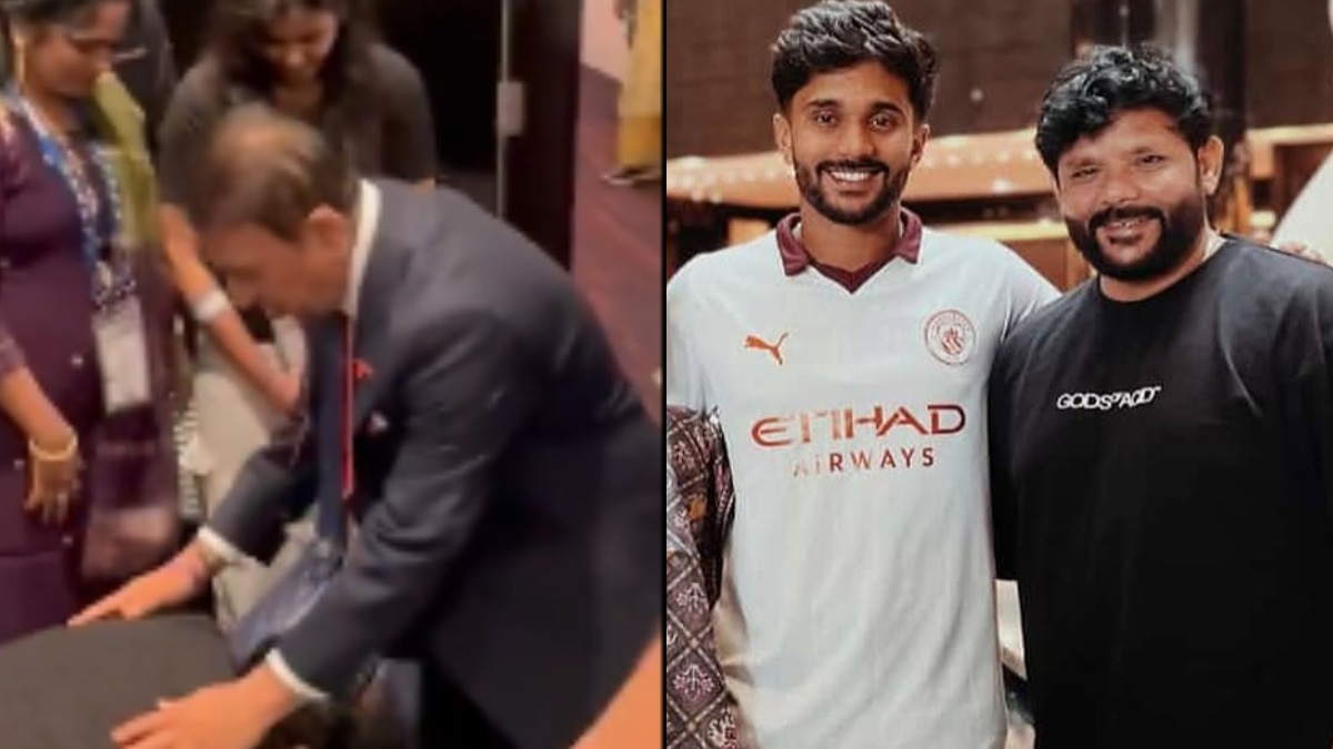 'Humble' Nitish Reddy's father touches Sunil Gavaskar's feet in ...