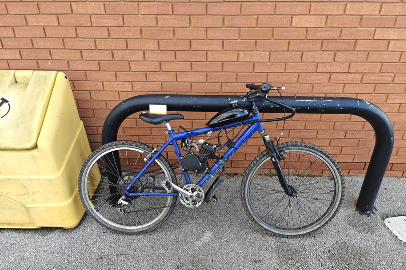 Police warning over 'modified bike' with engine strapped to it