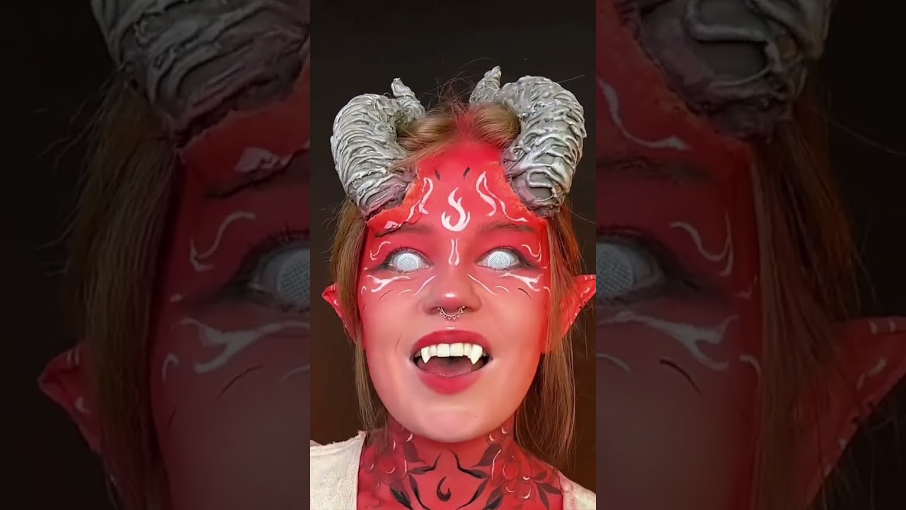 Tiefling character from Dungeons & Dragons rendered in makeup