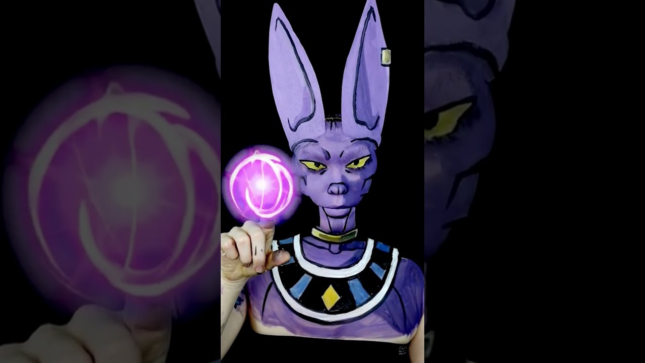 Cosplaying Beerus from Dragon Ball with detailed art