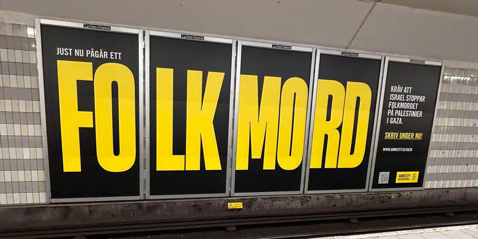 Amnesty-reklam i t-banan väcker hård kritik