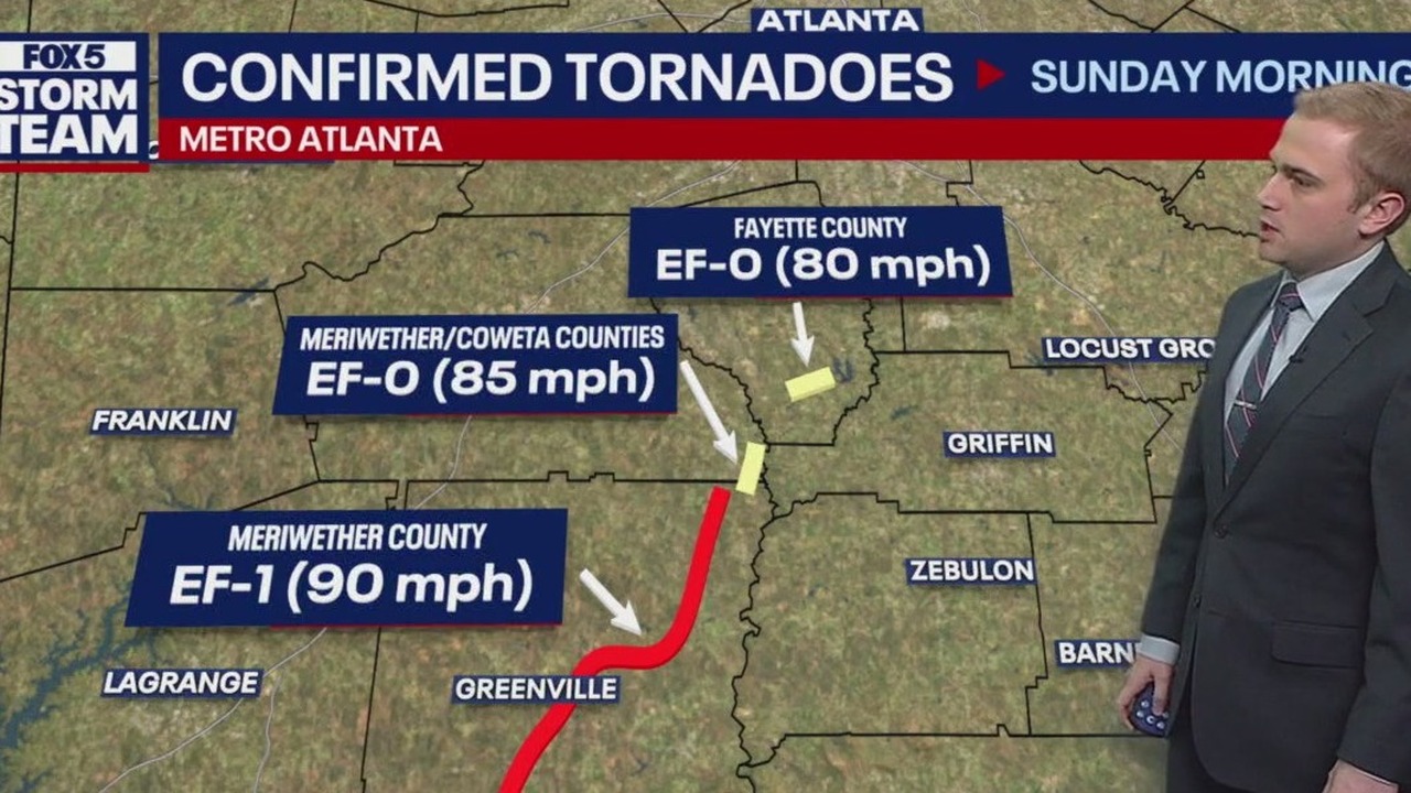 Three tornadoes confirmed in Metro Atlanta Sunday