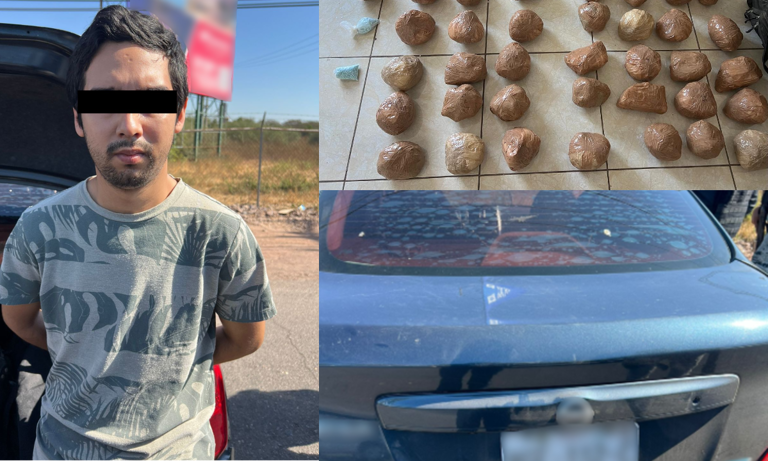 Hombre de 24 años que llevaba dos maletas llenas de fentanilo y cristal fue detenido en Sinaloa