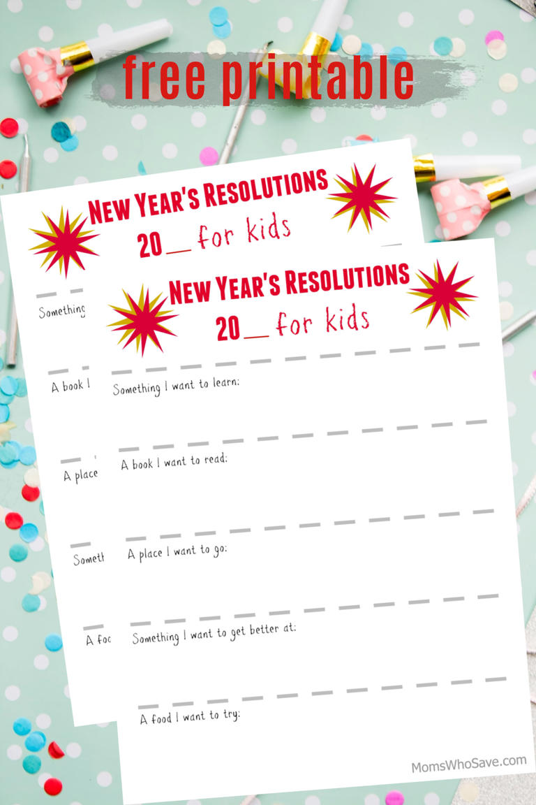 Free kids’ New Year’s resolution printable (with 5 fill-in-the-blank ...