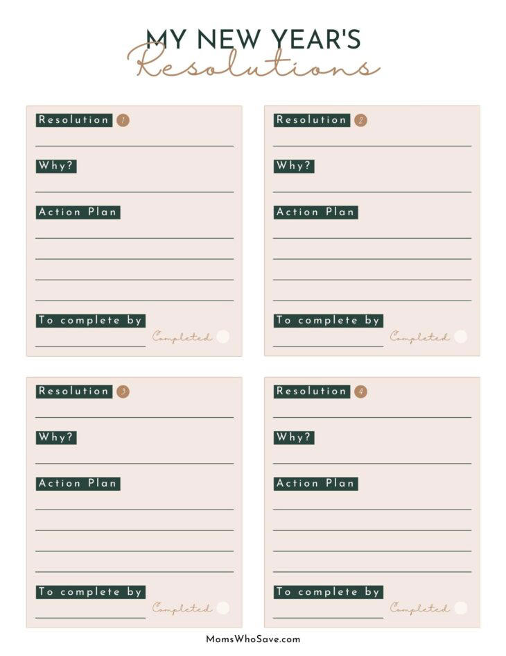 Free New Year’s Resolutions Printables to Keep You Motivated