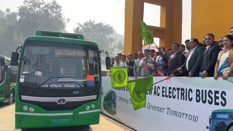 Assam CM Himanta Biswa Sarma flags off 56 new electric buses ...
