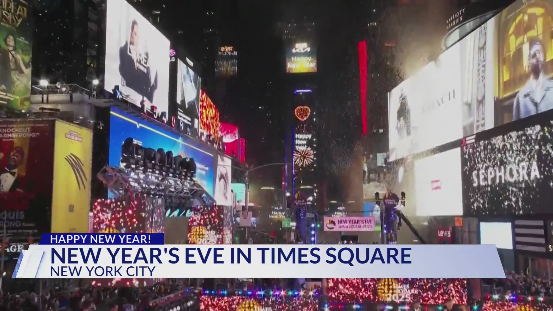 Happy New Year! Hundreds pack NYC's Times Square for ball drop