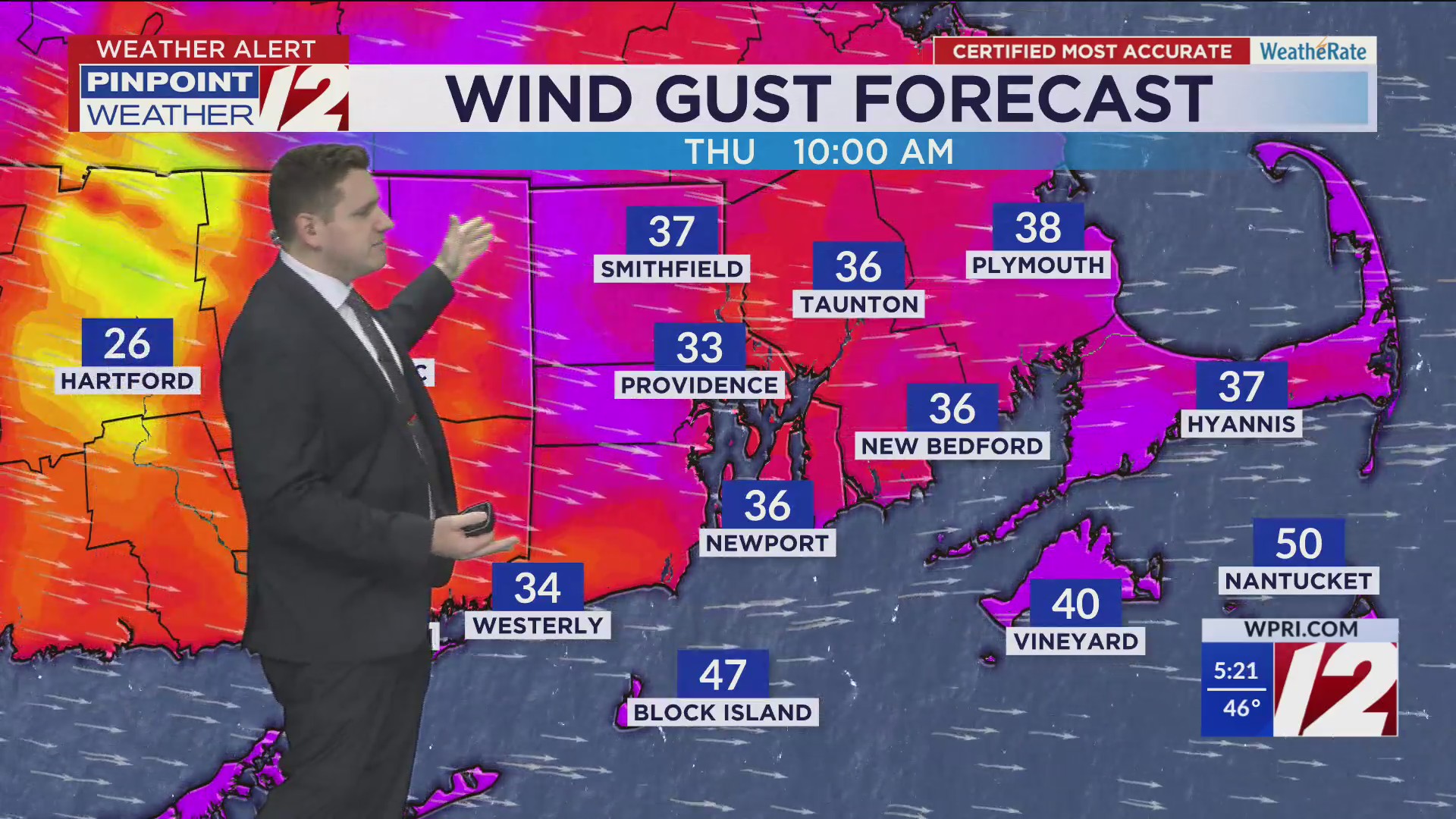 WPRI 12 Weather Forecast 1/1/25: Wind Advisory Tonight & Thursday