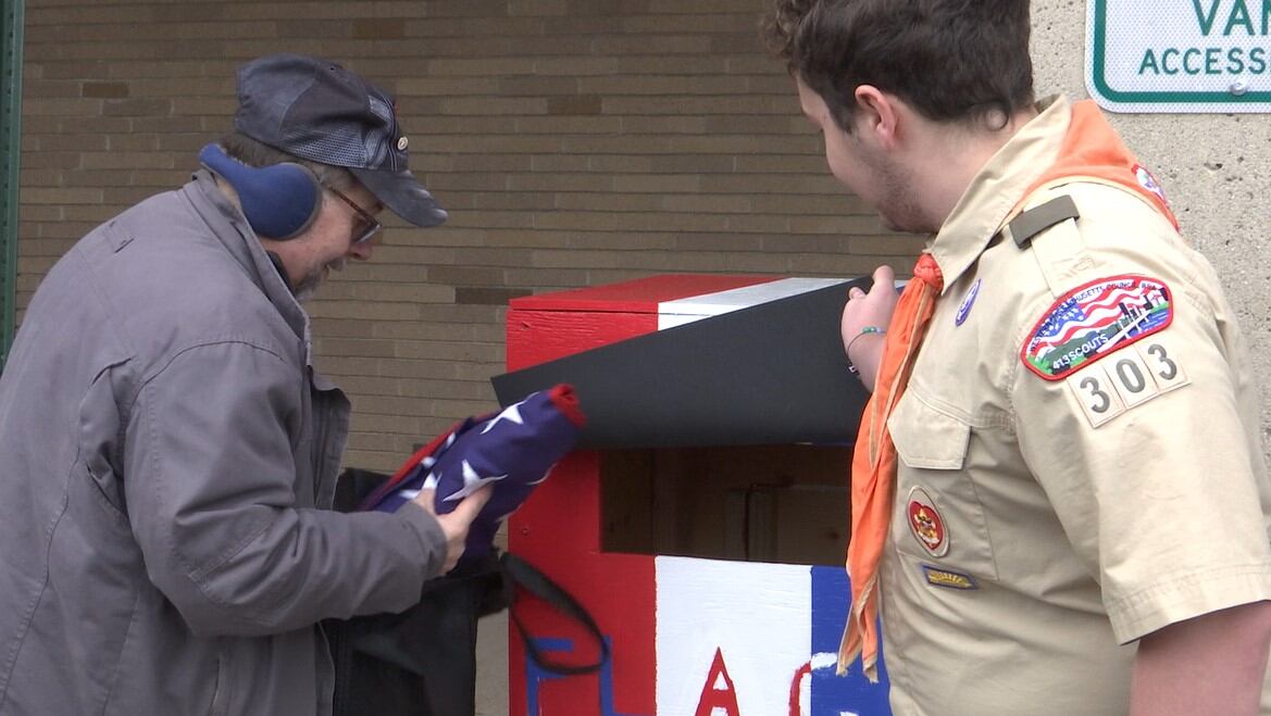 South Hadley Scout creates flag drop-off box for Chicopee