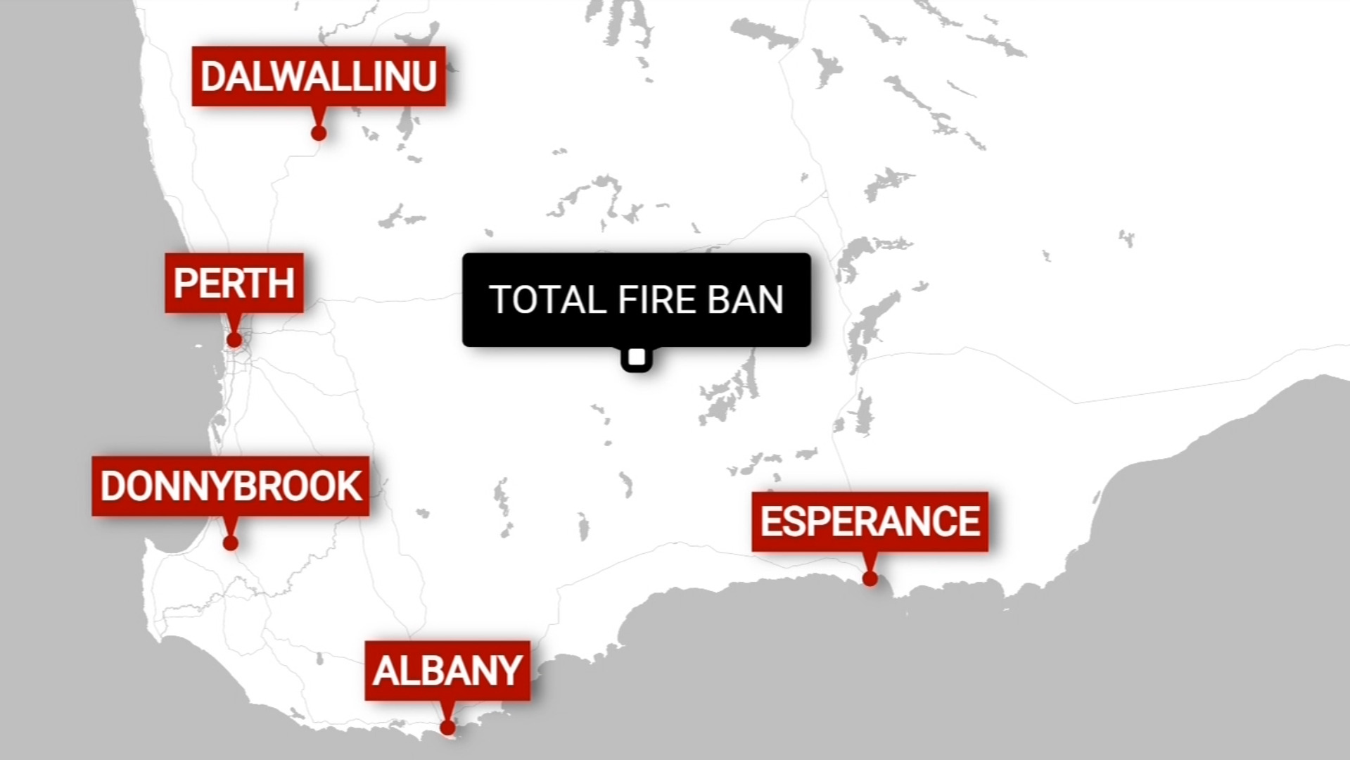 Total fire ban remains in place for areas east of Perth