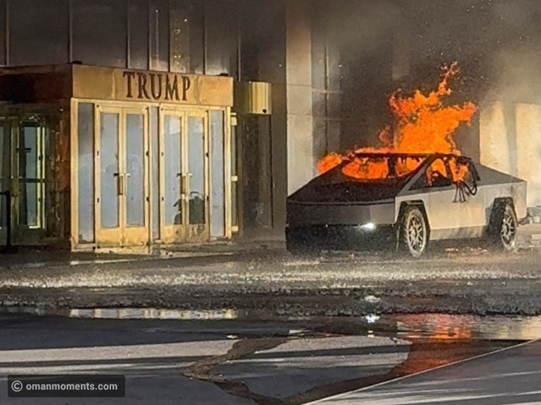 Tesla Cybertruck Explodes Outside of the Trump Hotel
