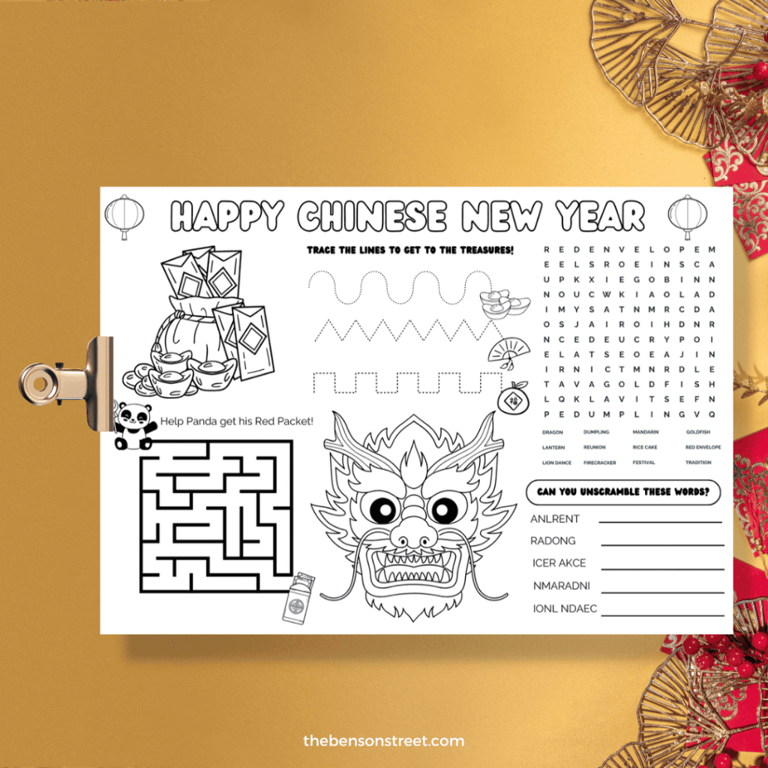 Free Printable Chinese New Year Activity Placemats