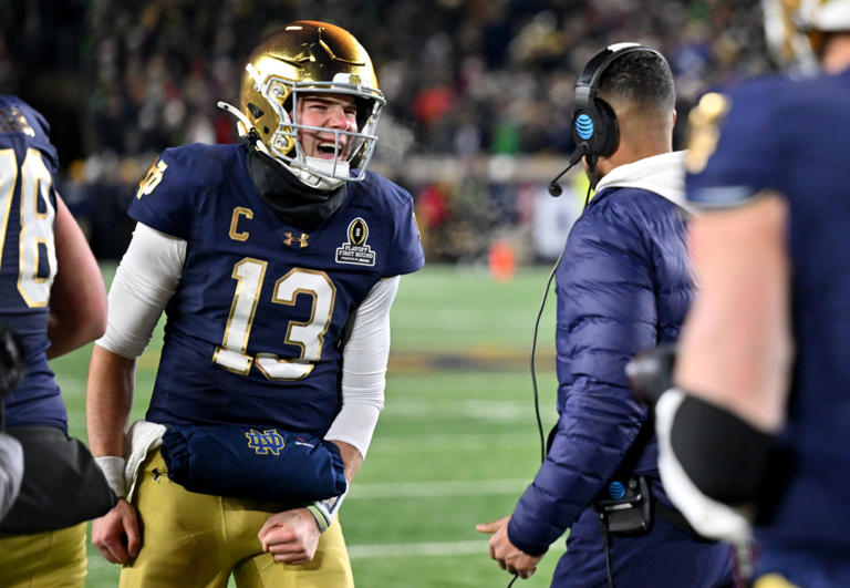 Postgame Embrace Between Notre Dame HC Marcus Freeman, QB Riley Leonard ... Postgame Embrace Between Notre Dame HC Marcus Freeman, QB Riley Leonard ...