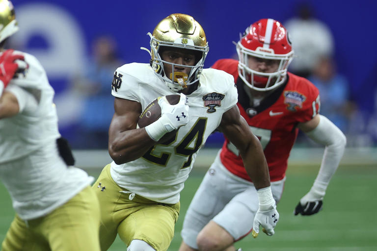 How running back Jadarian Price stays on track for Notre Dame football ...