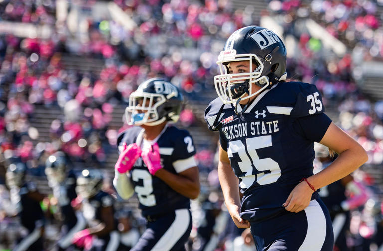 Jackson State's Leilani Armenta, first woman to score point in FCS ...