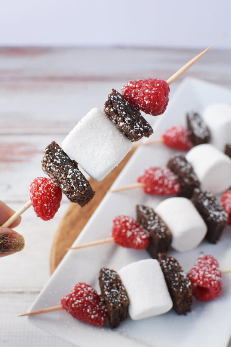 Raspberry Brownie Skewers Easy Dessert Kabobs