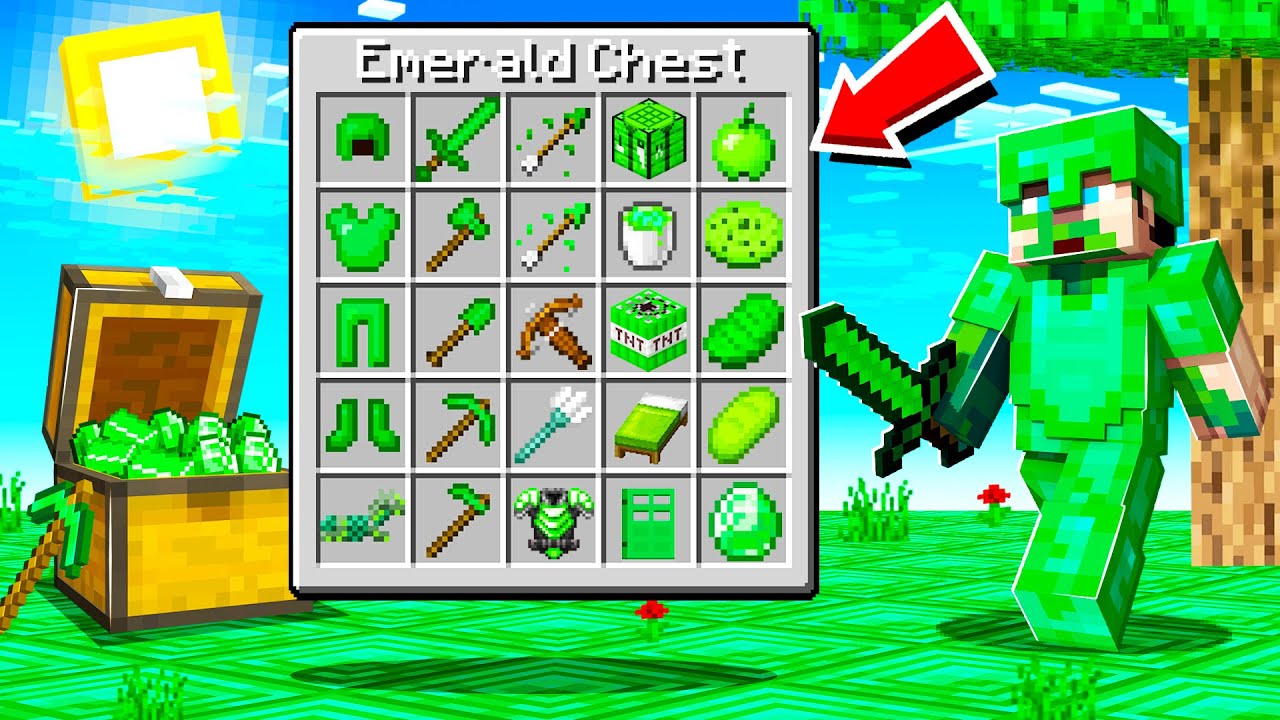 Emerald Weapons And Items In Minecraft! (rare)
