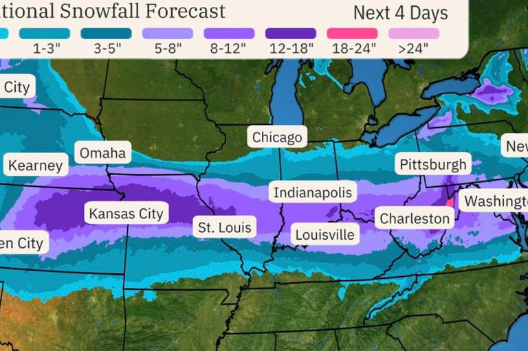 Map shows massive winter storm set to slam over a dozen states with ...
