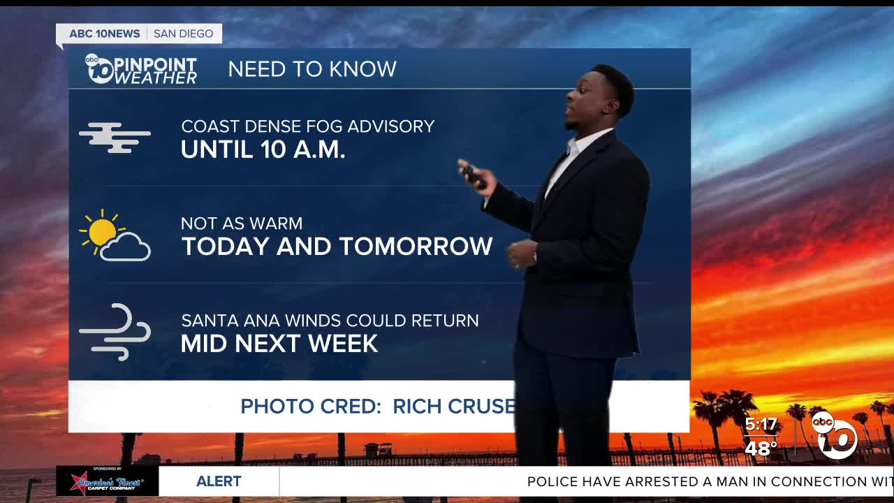 ABC 10News Pinpoint Weather with Moses Small: Another foggy start for the coast