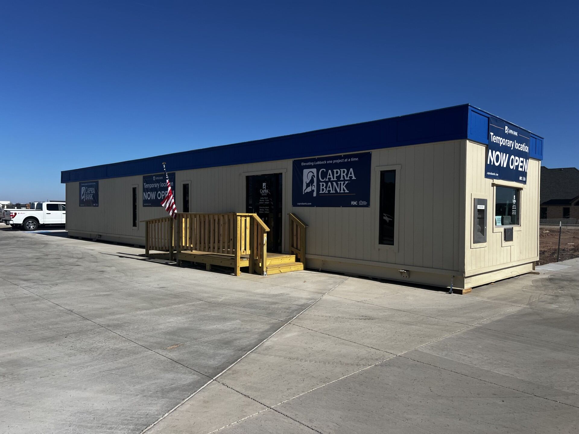 Capra Bank temporary facility now open offering full-service bank