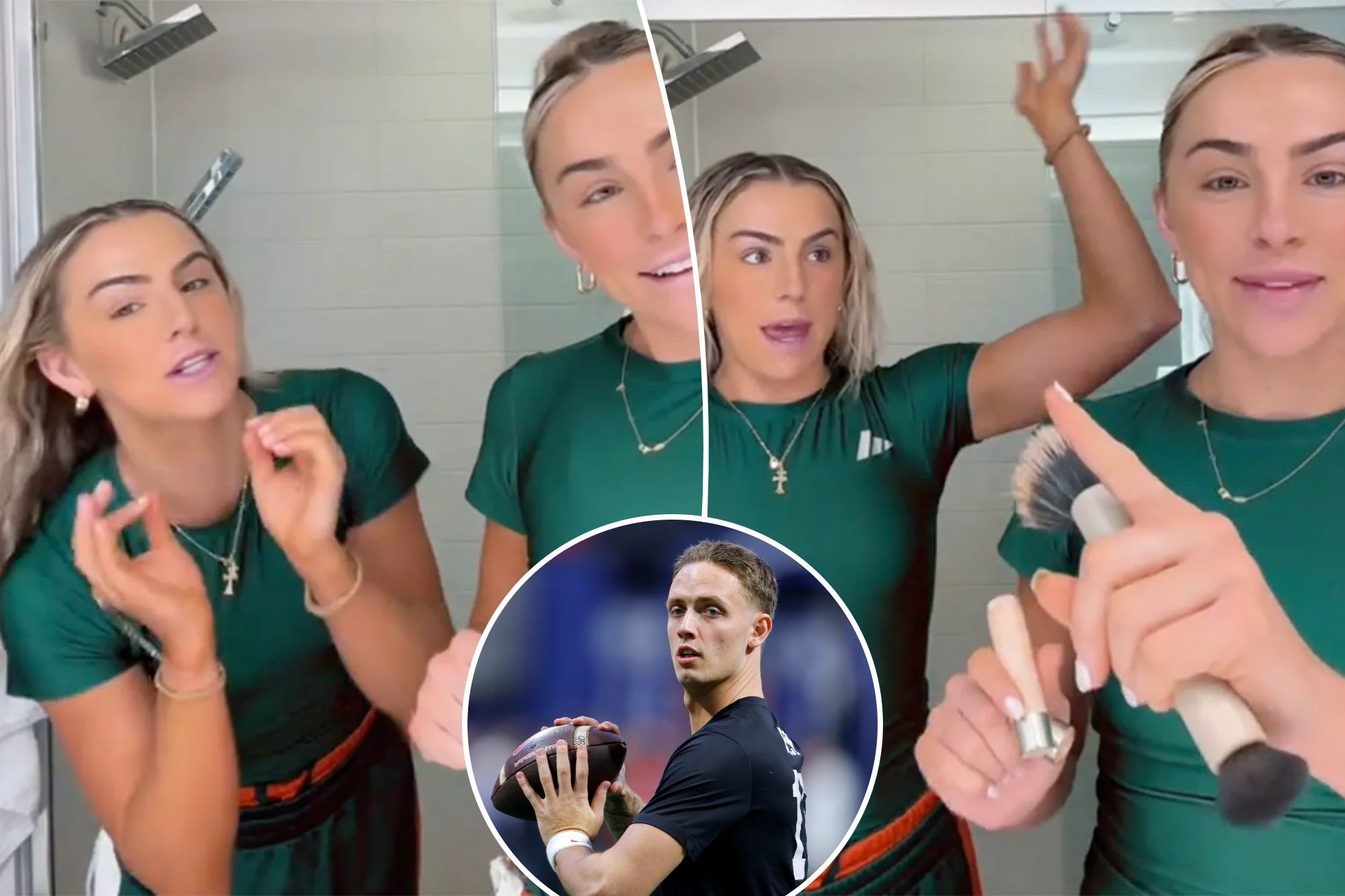 Why Carson Beck was studying photos of Cavinder twins before dating Hanna