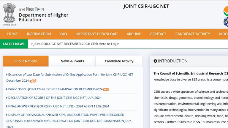 CSIR UGC NET December 2024 Application Correction Window Opens Today; Know Editable Field, Here ...