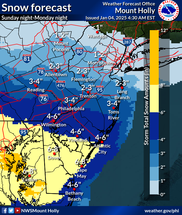 Winter storm warning ahead of Monday snow; what it means for Philly, NJ ...