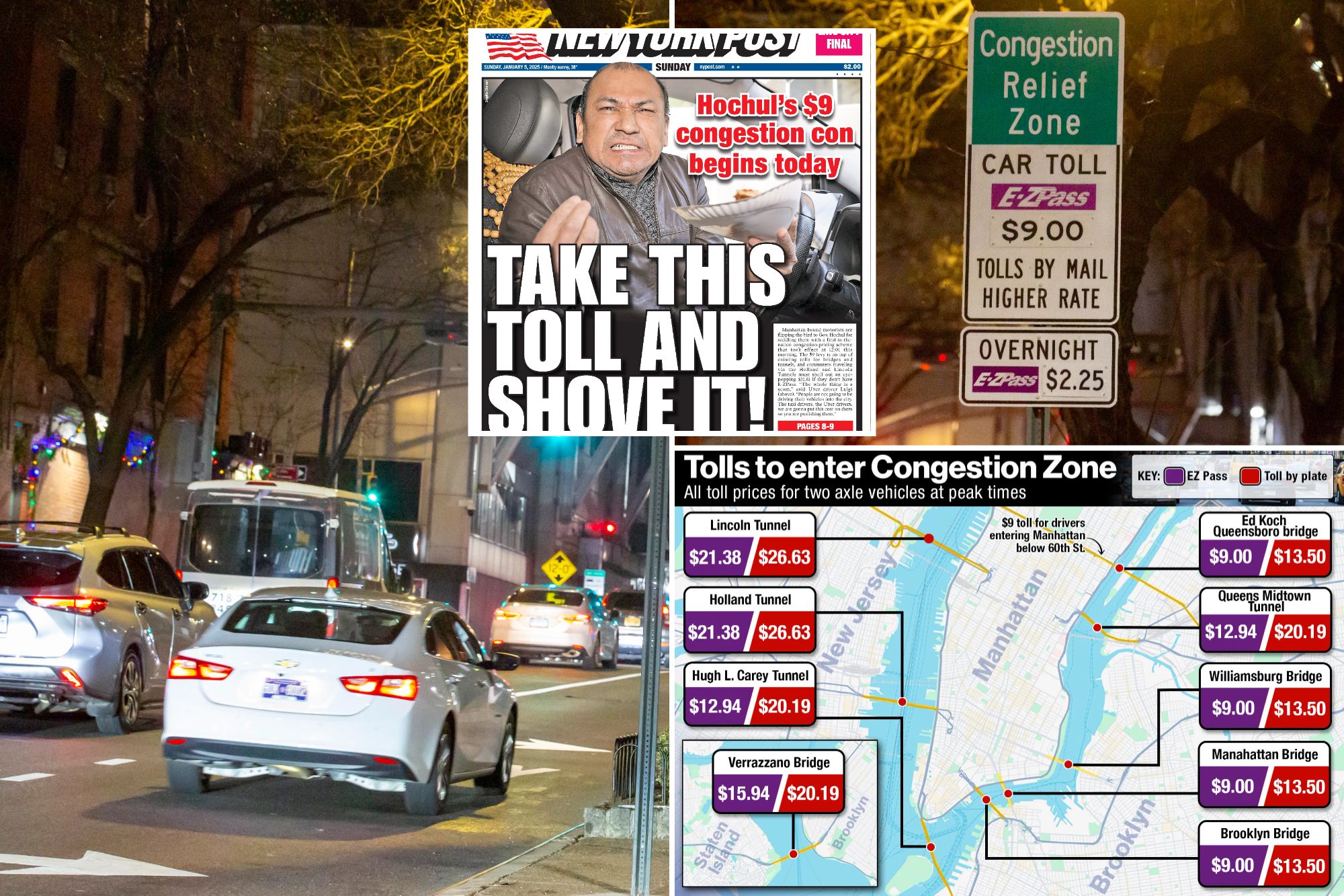 Congestion toll takes effect, costing NYC commuters $9 to drive below ...