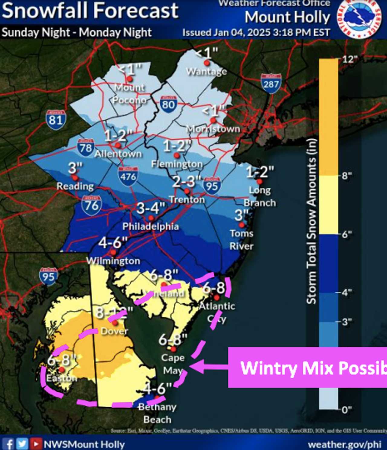 6 To 8 Inches Of Snow Could Fall In Parts Of NJ, PA: Here's The Latest ...