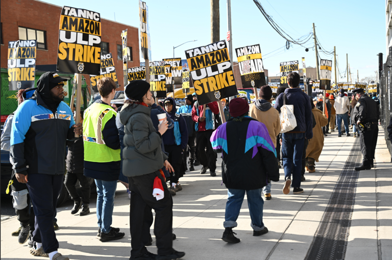 Amazon faces largest U.S. strike as Maspeth teamsters join nationwide picket lines Thursday