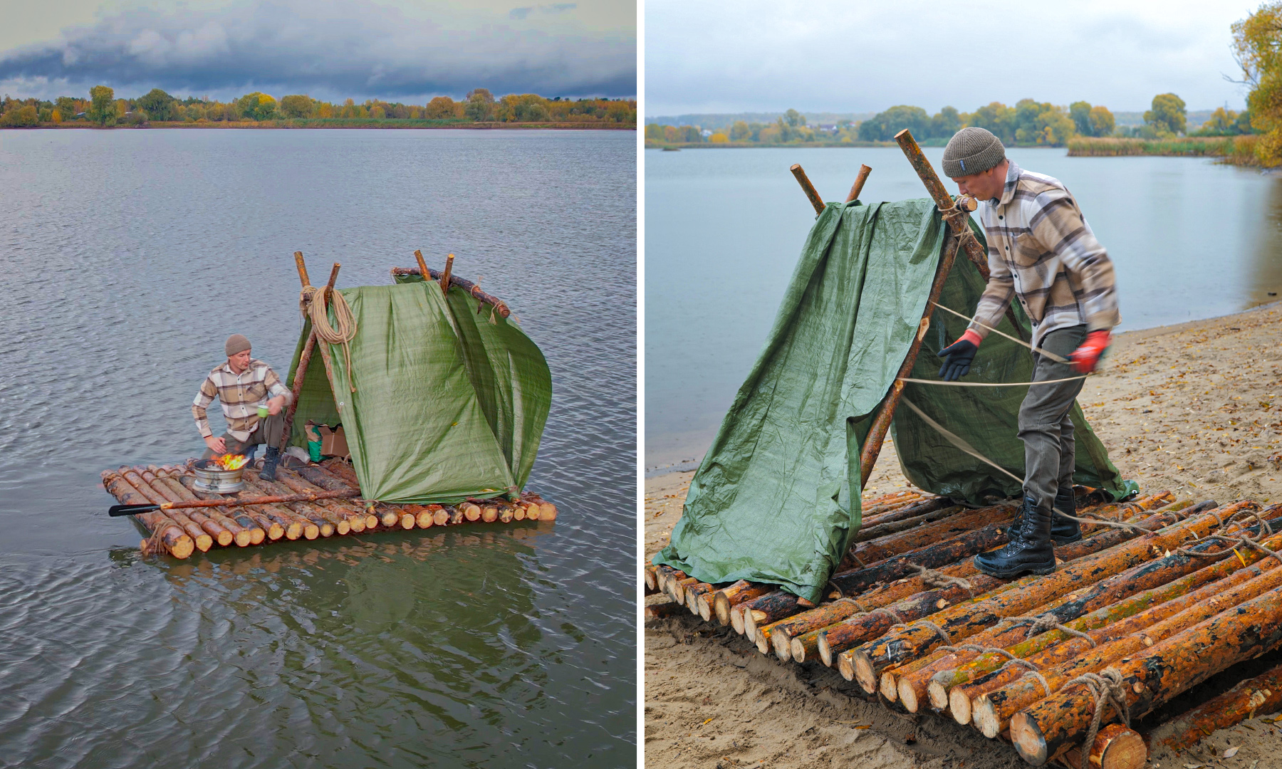 How to build a raft lego with logs and rope