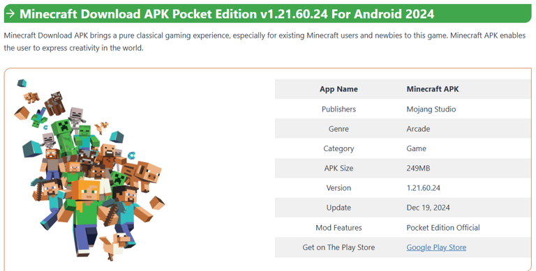 Minecraft APK Free Pocket Edition v1.21.60.24: descarga última versión ...