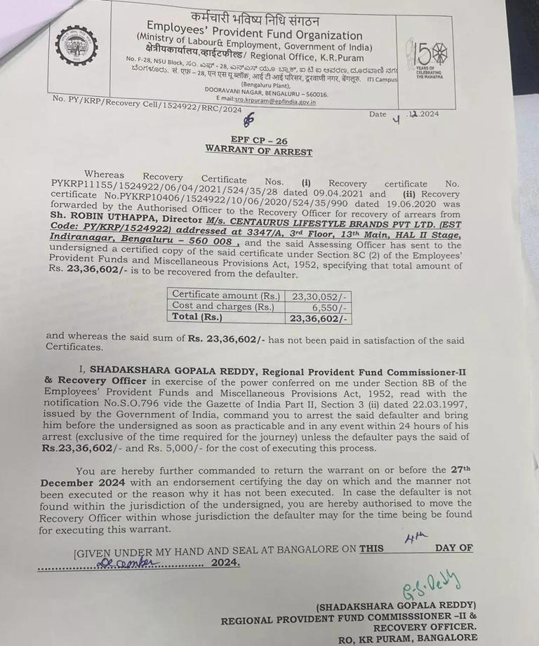 EPF fraud: Arrest warrant issued against ex-cricketer Robin Uthappa EPF fraud: Arrest warrant issued against ex-cricketer Robin Uthappa