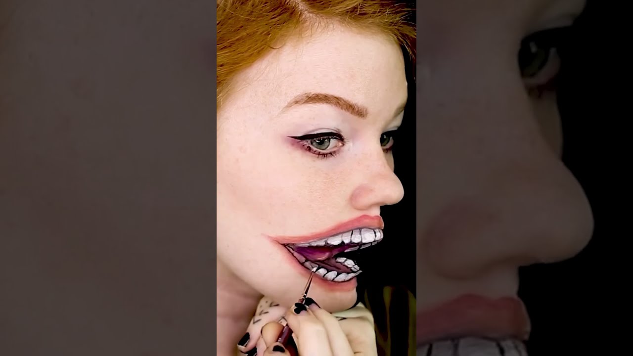 Creating the big mouth illusion with body art