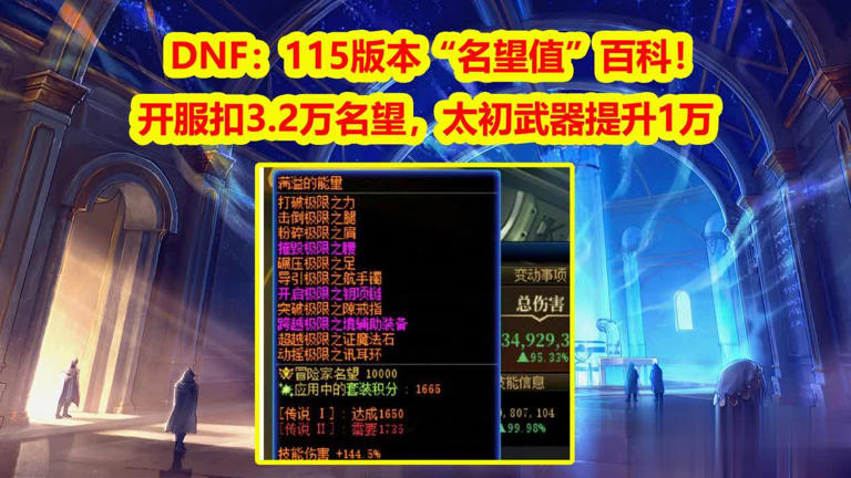 DNF：115版本“名望值”百科！开服扣3.2万名望
