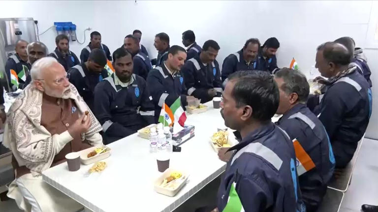 PM Modi visits Gulf Spic labour camp in Kuwait, interacts with Indian ... PM Modi visits Gulf Spic labour camp in Kuwait, interacts with Indian ...