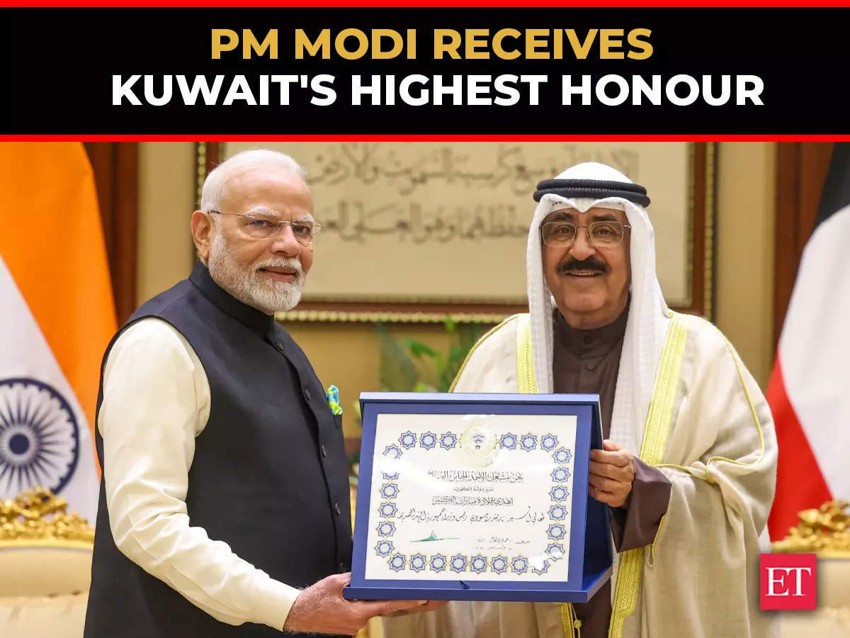 PM Modi receives Kuwait's highest honour - 'The Order of Mubarak Al-Kabeer' PM Modi receives Kuwait's highest honour - 'The Order of Mubarak Al-Kabeer'