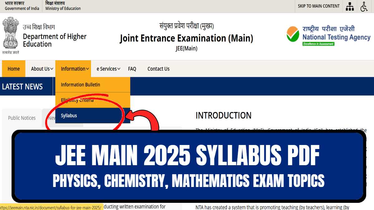 JEE Main Syllabus 2025: Download PDF for Physics, Chemistry and Maths