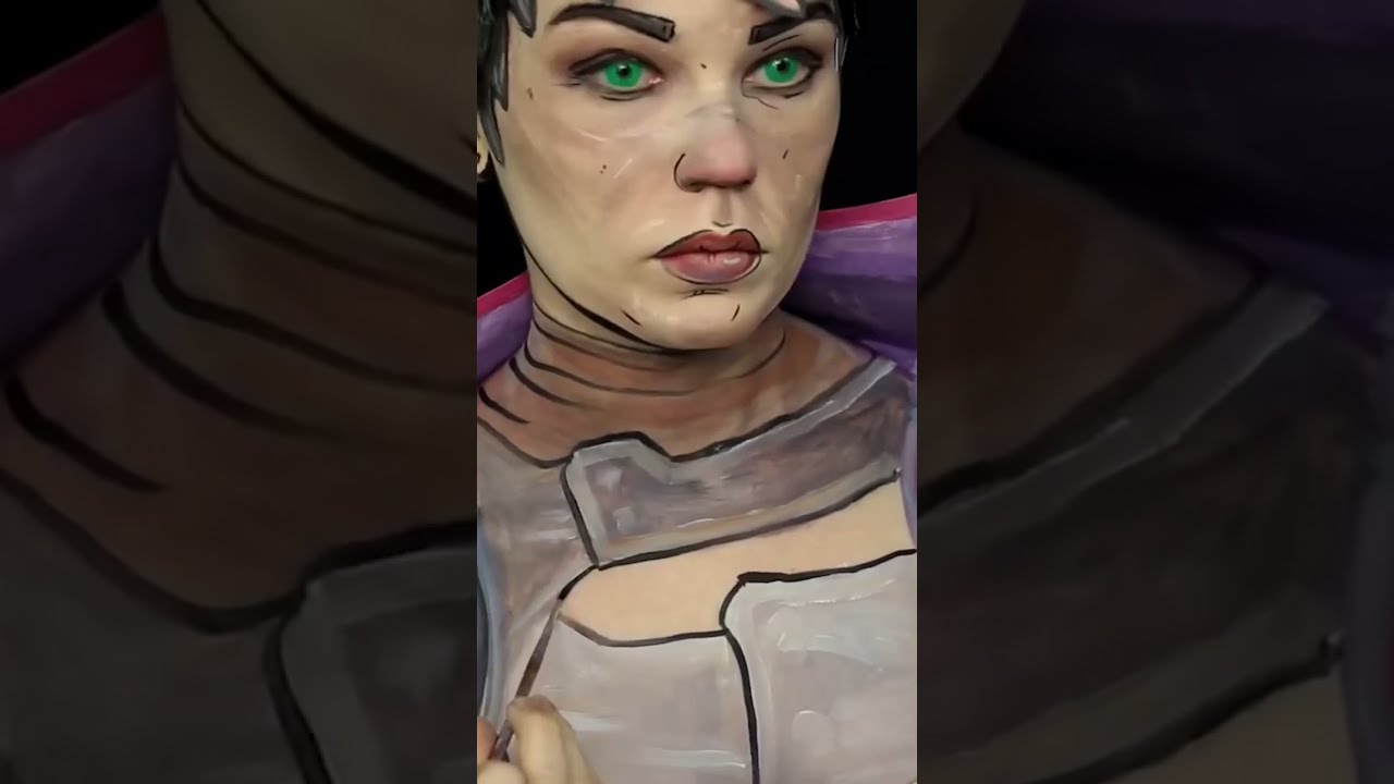 Realistic video game character makeup transformation