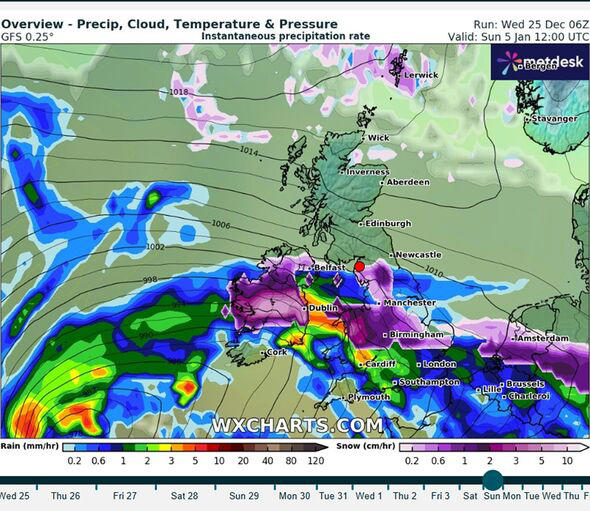 UK weather maps show exact date 202-mile wall of snow will hit Britain amid -9C freeze