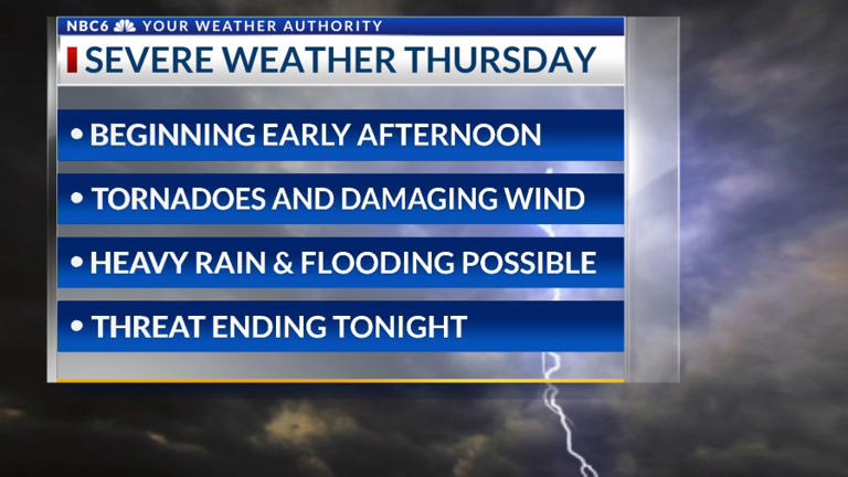 SEVERE WEATHER expected Thursday