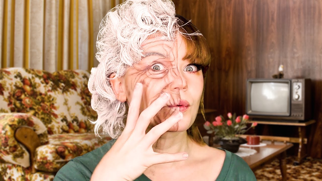 Old age half-face transformation looks eerily real