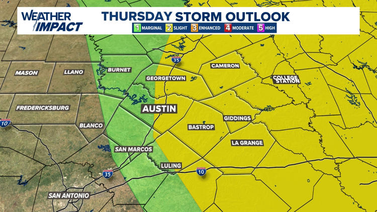 Another chance for severe storms across Central Texas on Thursday
