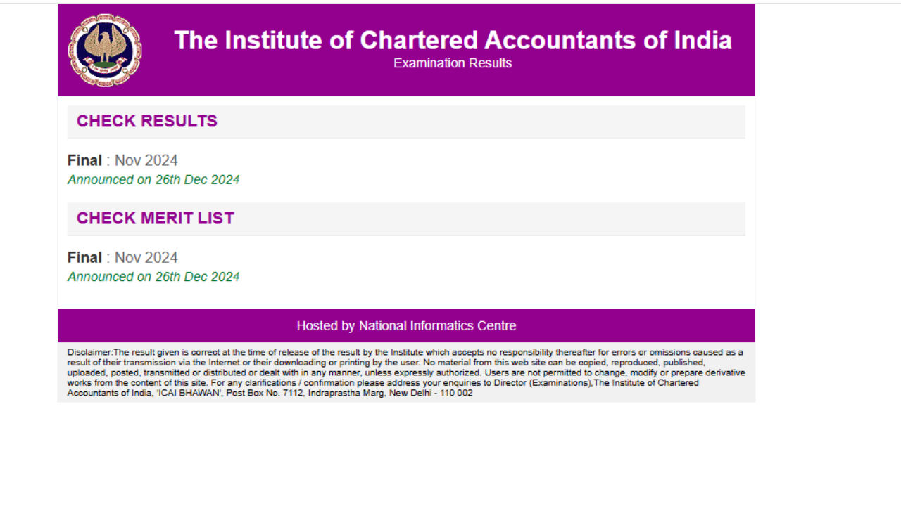 ICAI CA November Final Result 2024 declared, check direct link here ICAI CA November Final Result 2024 declared, check direct link here