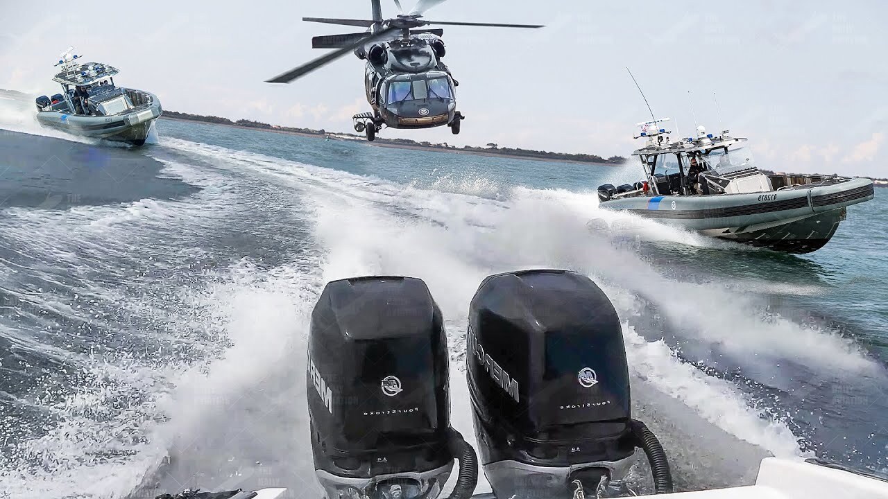 US Border Patrol Boats in High-Speed Sea Chase