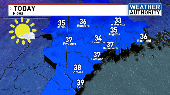 Sunshine turns to clouds and possible freezing rain in Maine this weekend