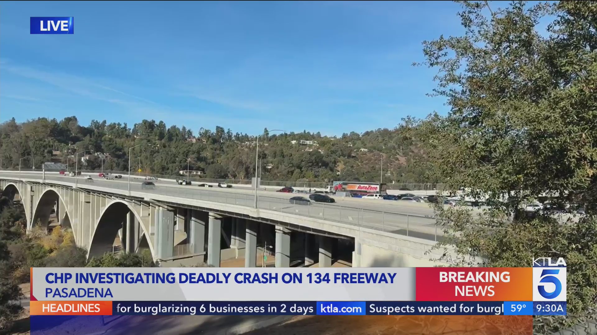 2 dead after wrong-way crash on 134 Freeway in Pasadena