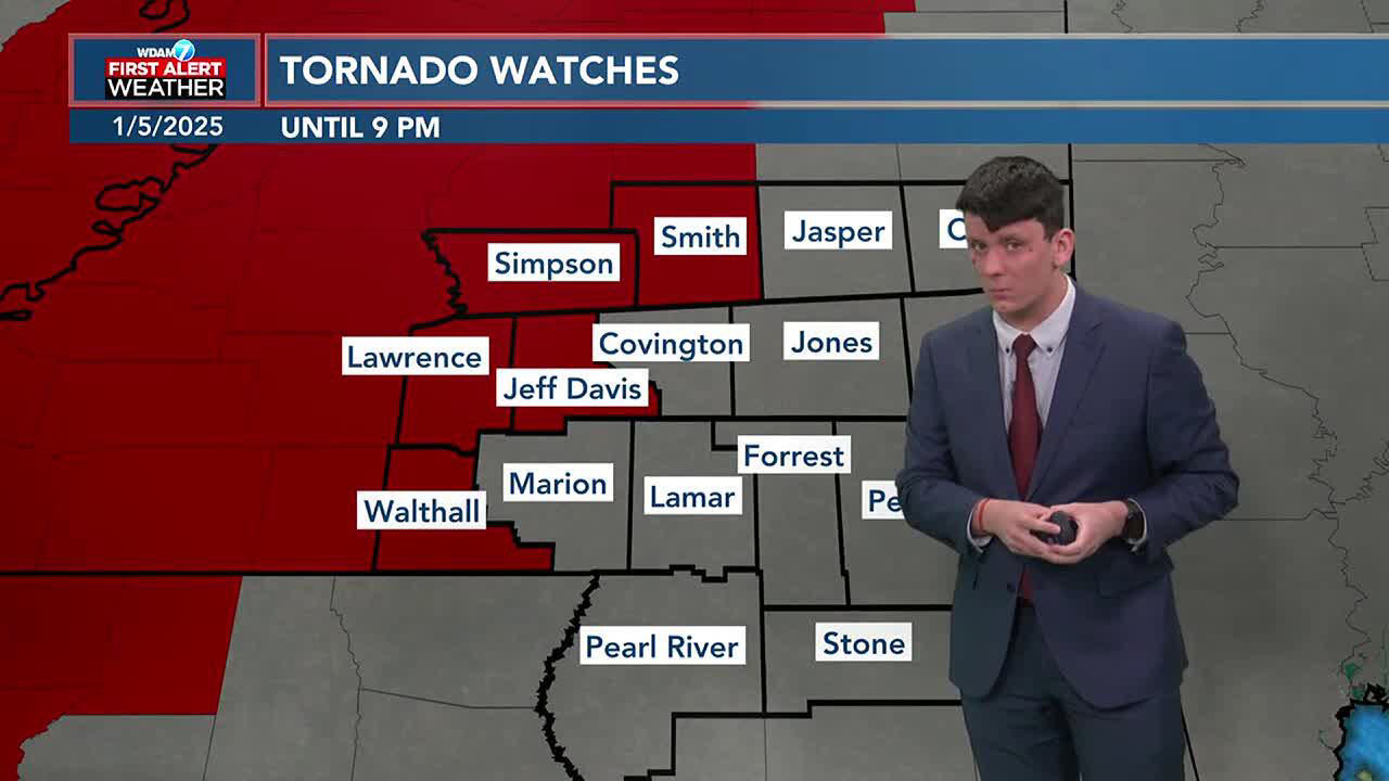 NWS: Smith, Jefferson Davis counties under tornado watch until 9 p.m. NWS: Smith, Jefferson Davis counties under tornado watch until 9 p.m.